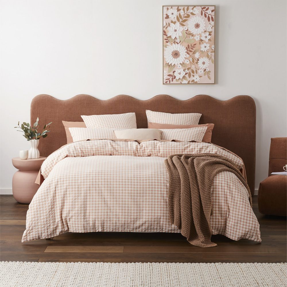 Talia Check Sand Quilt Cover Set + Separates | Adairs