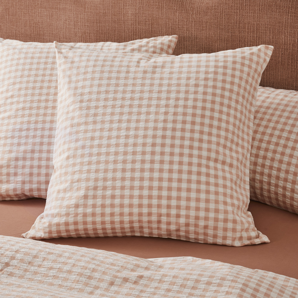 Talia Pink Sand Check Quilt Cover Set + Separates | Adairs