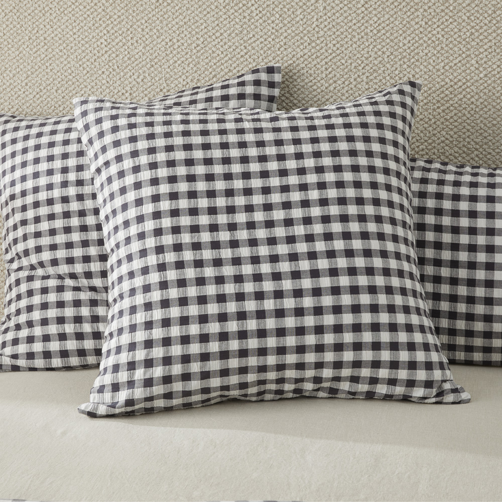 Talia Charcoal Check Pillowcases | Adairs