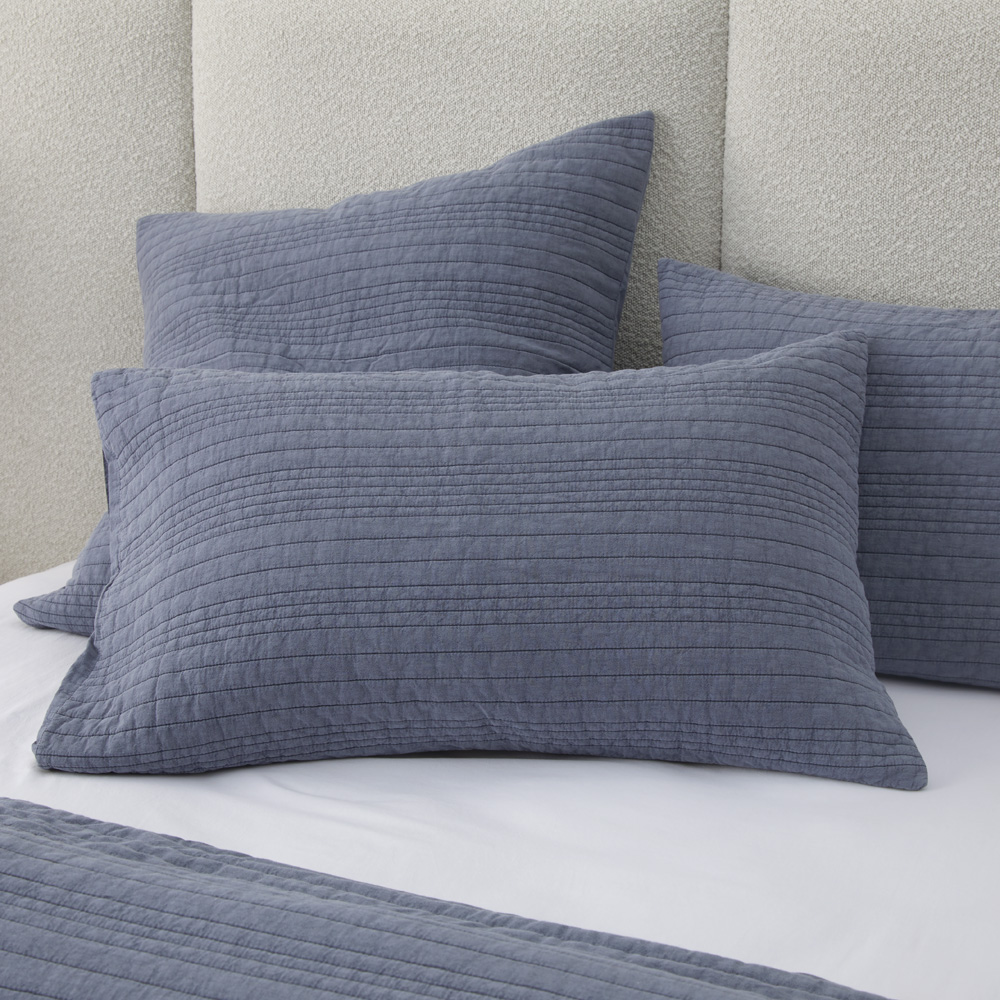 Denver Denim Quilted Pillowcases | Adairs