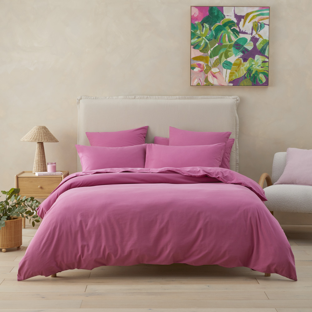 Stonewashed Cotton Boysenberry Pillowcases | Adairs