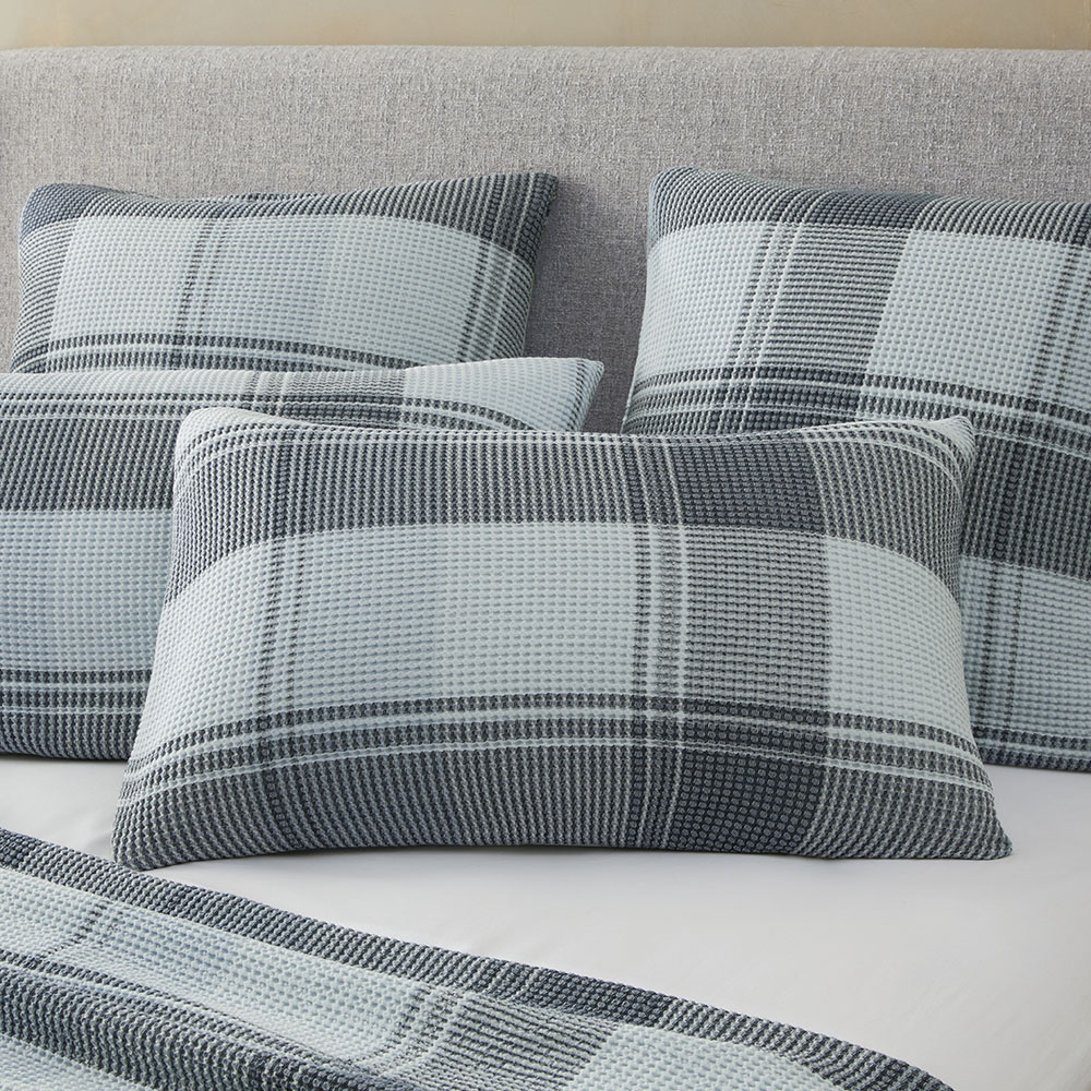 Perry Ice Blue Waffle Quilt Cover Set + Separates | Adairs