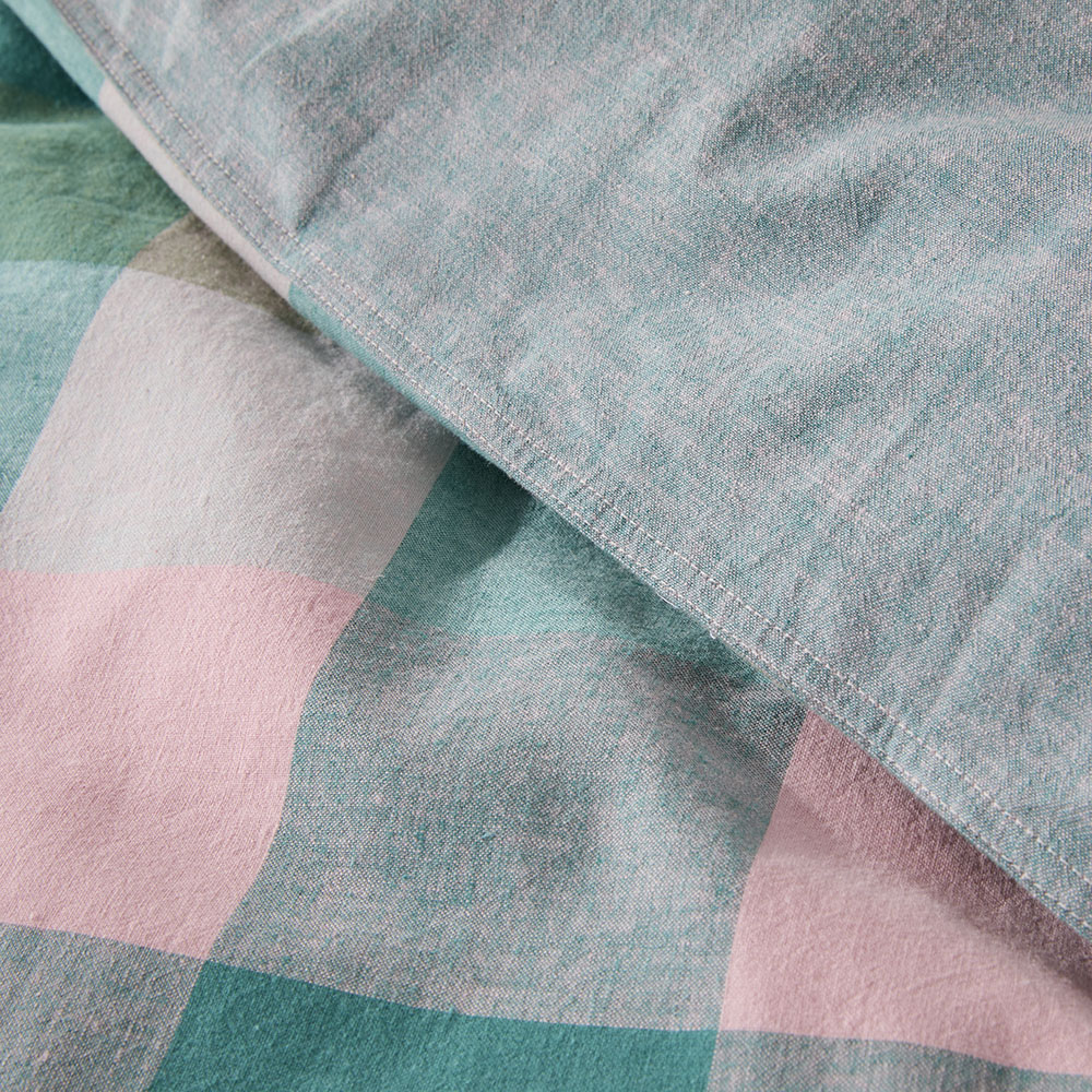 Vintage Washed Linen Cotton Forest Check Quilt Cover Set + Separates ...