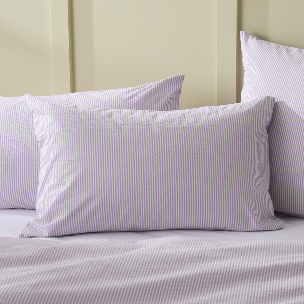 Talia Stripe Lilac Quilt Cover Set + Separates | Adairs