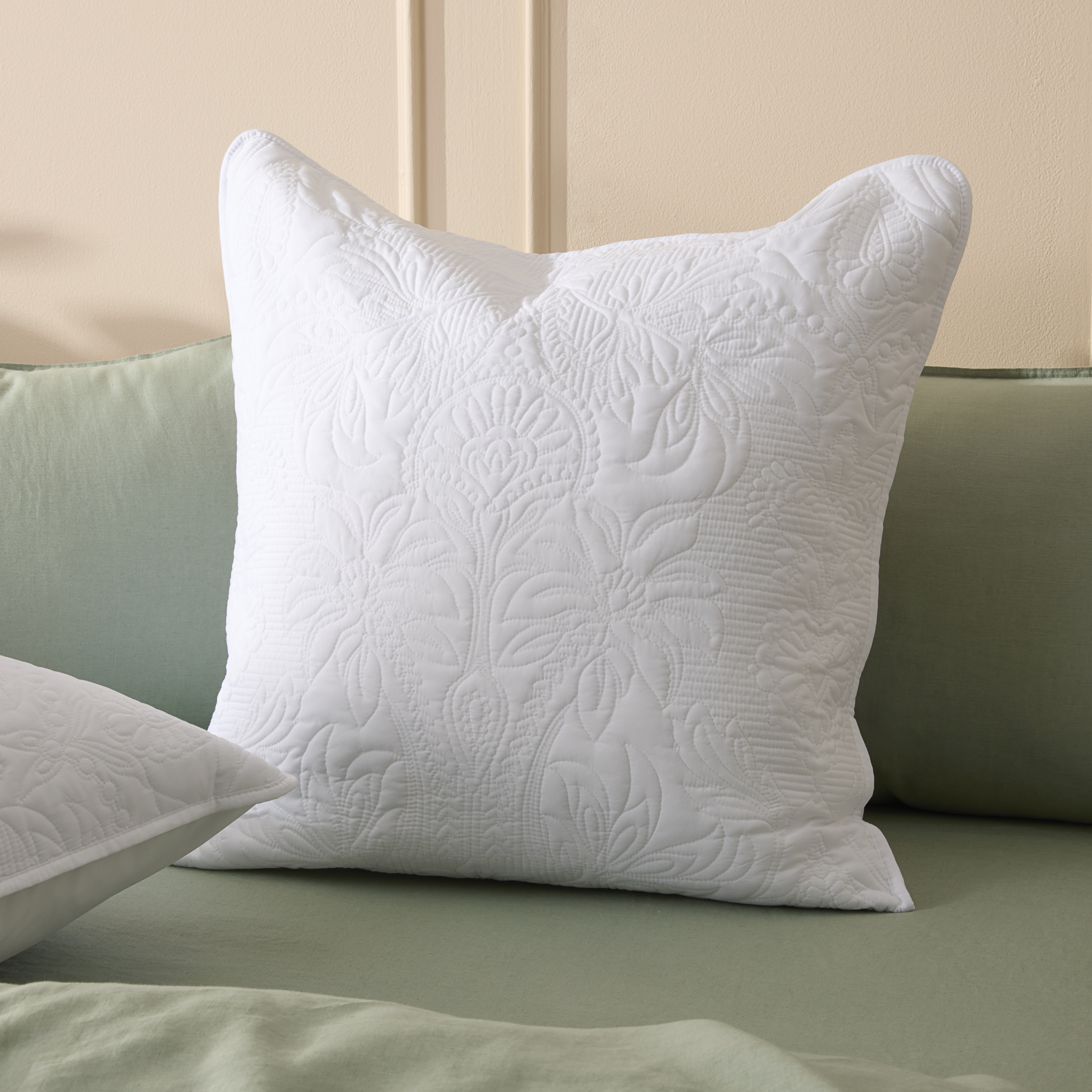 Belle White Quilted Pillowcases | Adairs