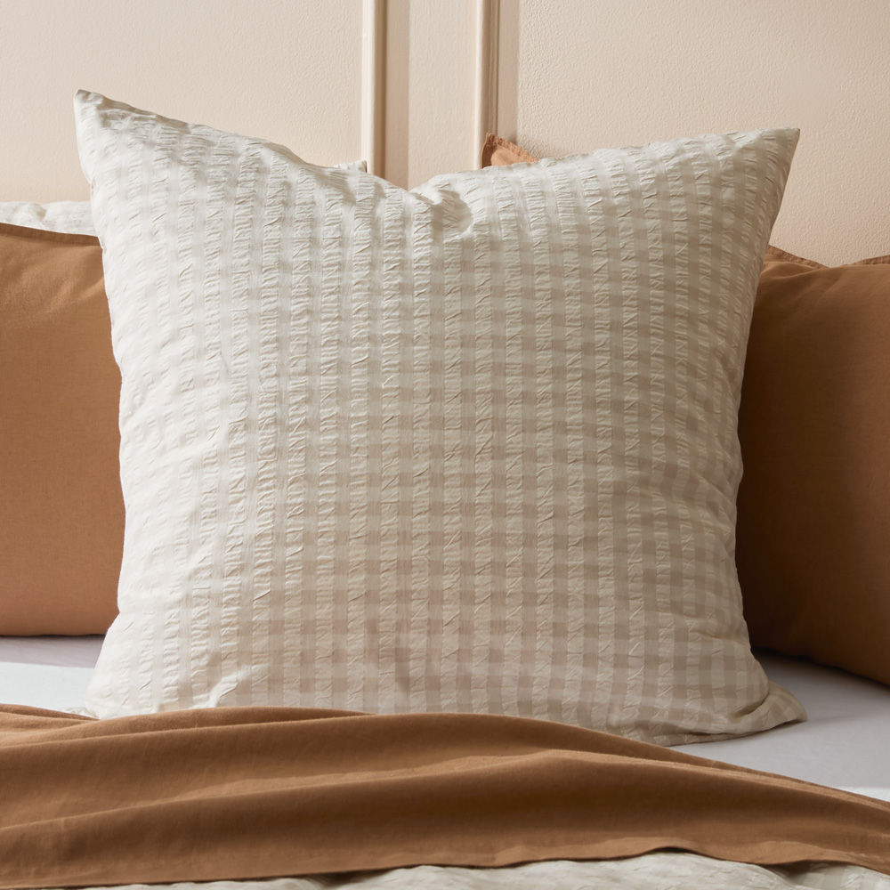 Talia Check Sand Quilt Cover Set + Separates | Adairs