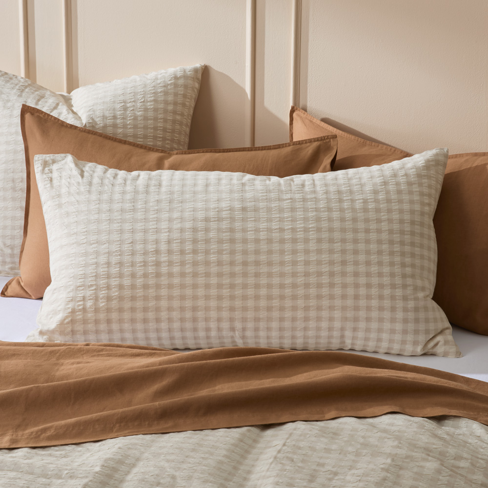 Talia Check Sand Quilt Cover Set + Separates | Adairs