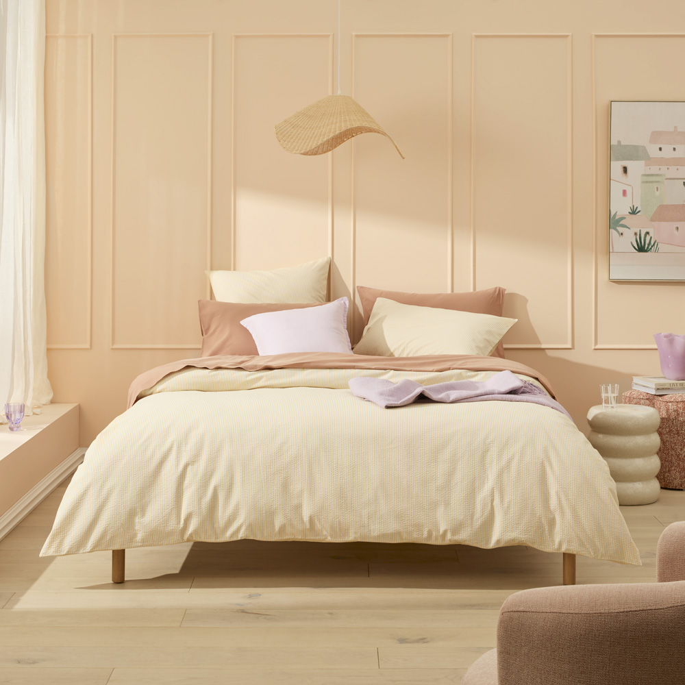 Talia Stripe Lilac Quilt Cover Set + Separates | Adairs