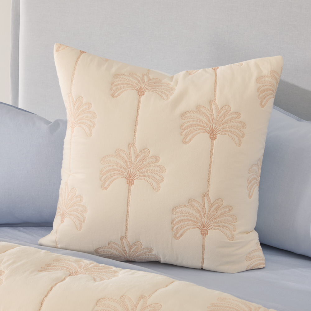 Ada Palm Soft Peach Quilted Pillowcases | Adairs