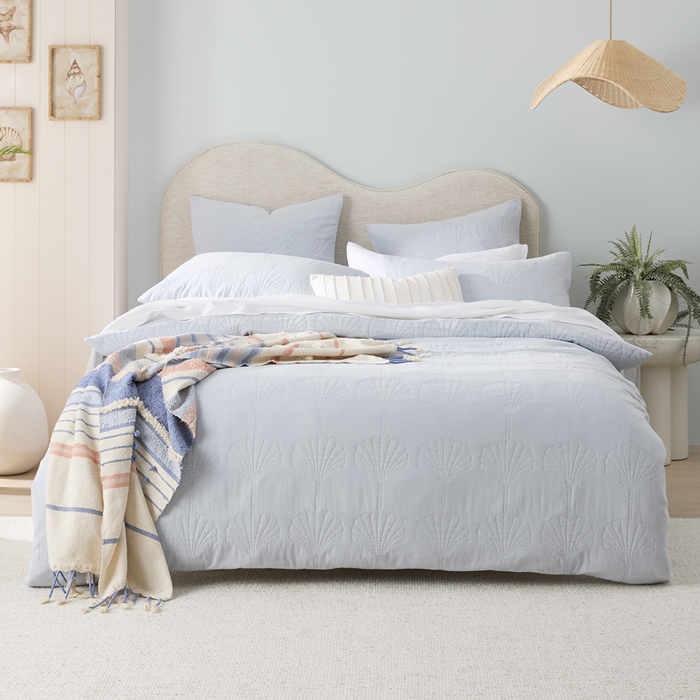 Mira Soft Blue Quilted Quilt Cover Separates | Adairs