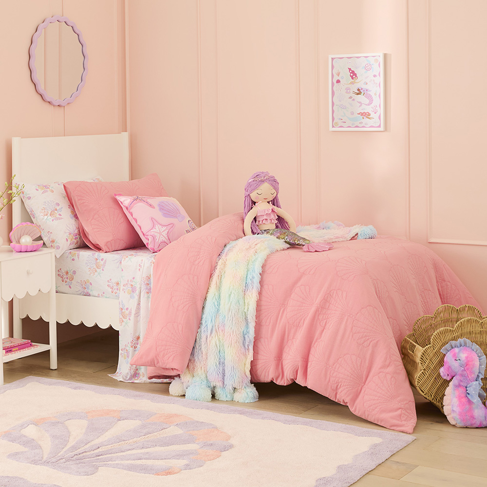 Adairs Kids - Shell Coral Quilted Quilt Cover Set | Adairs