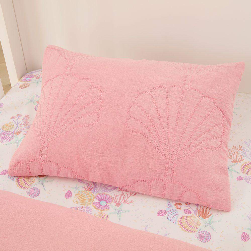 Adairs Kids - Shell Coral Cot Quilted Quilt Cover Set | Adairs
