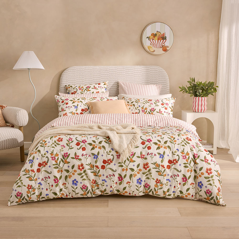 Frida Floral Apricot Quilt Cover Set + Separates | Adairs