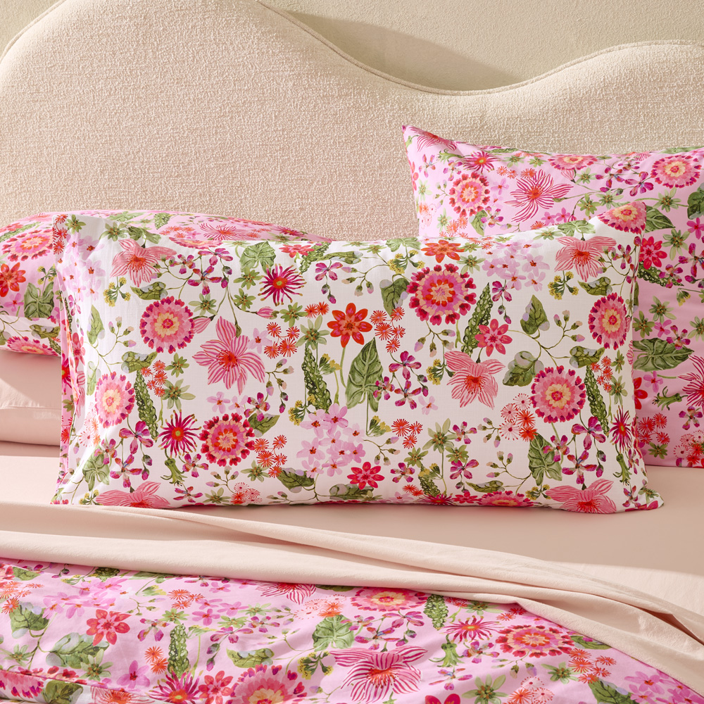 Sofia Floral Raspberry Quilt Cover Set + Separates | Adairs