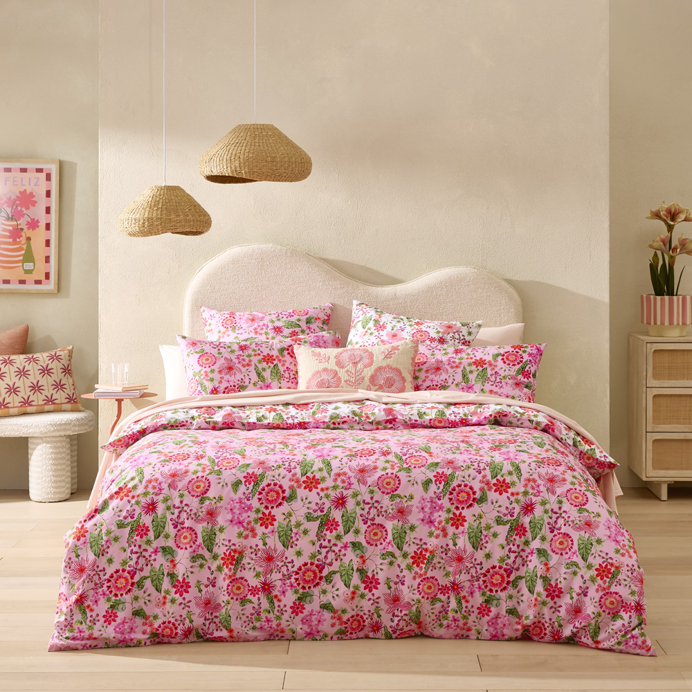 Sofia Floral Raspberry Quilt Cover Set + Separates | Adairs