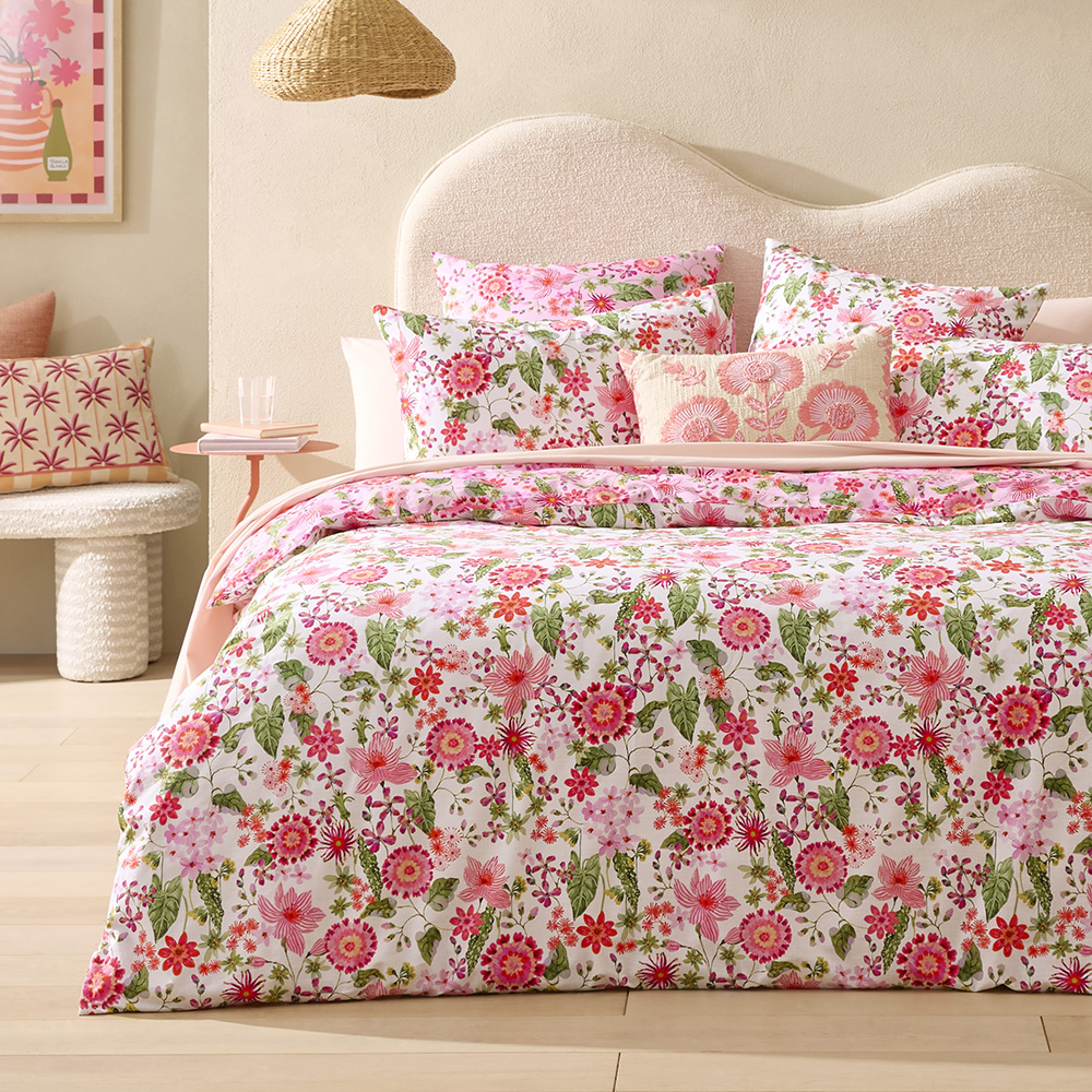 Sofia Floral Raspberry Quilt Cover Set + Separates | Adairs
