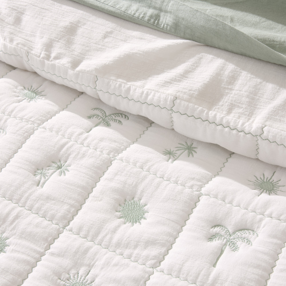 Luna Sage Quilted Quilt Cover Separates | Adairs