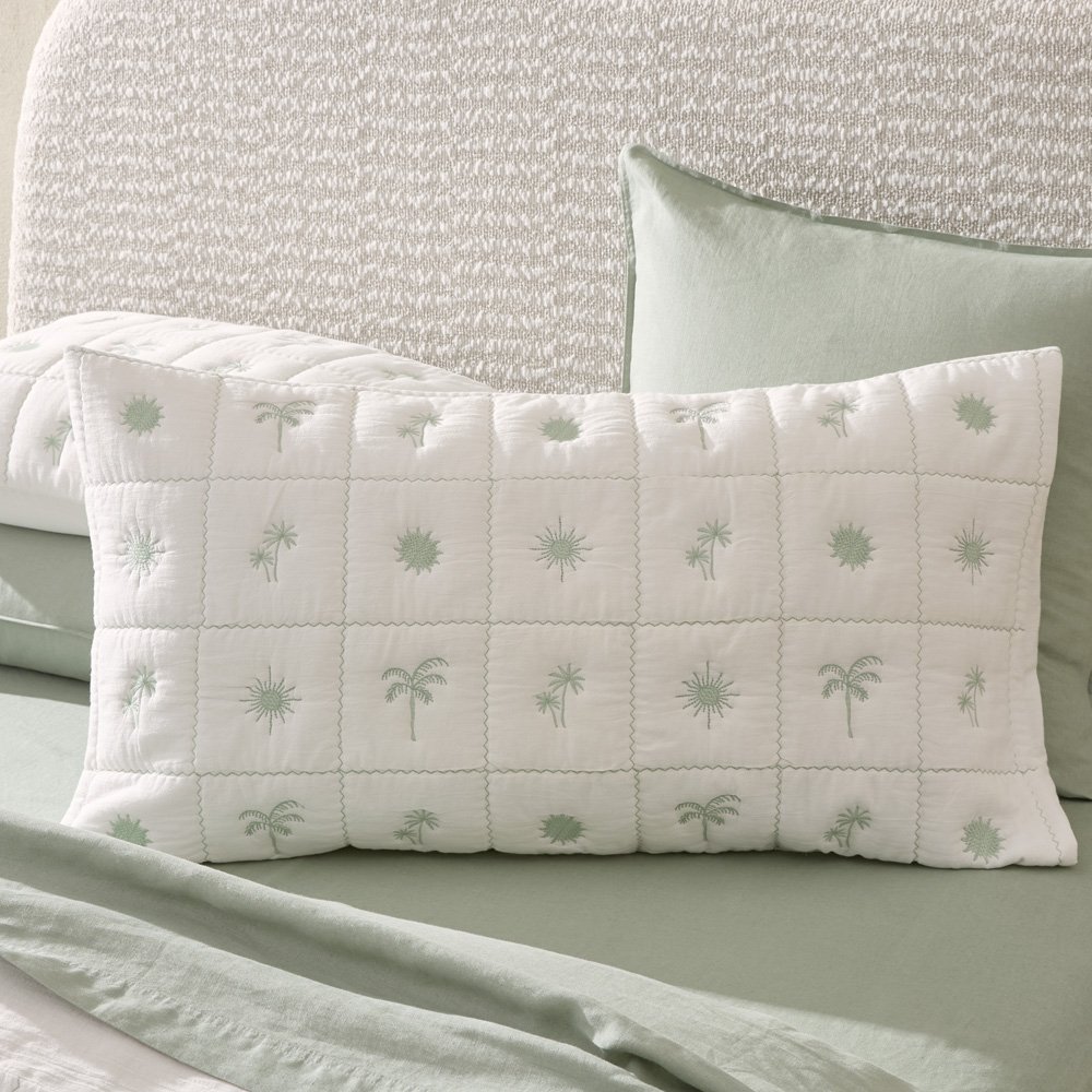 Luna Sage Quilted Pillowcases | Adairs