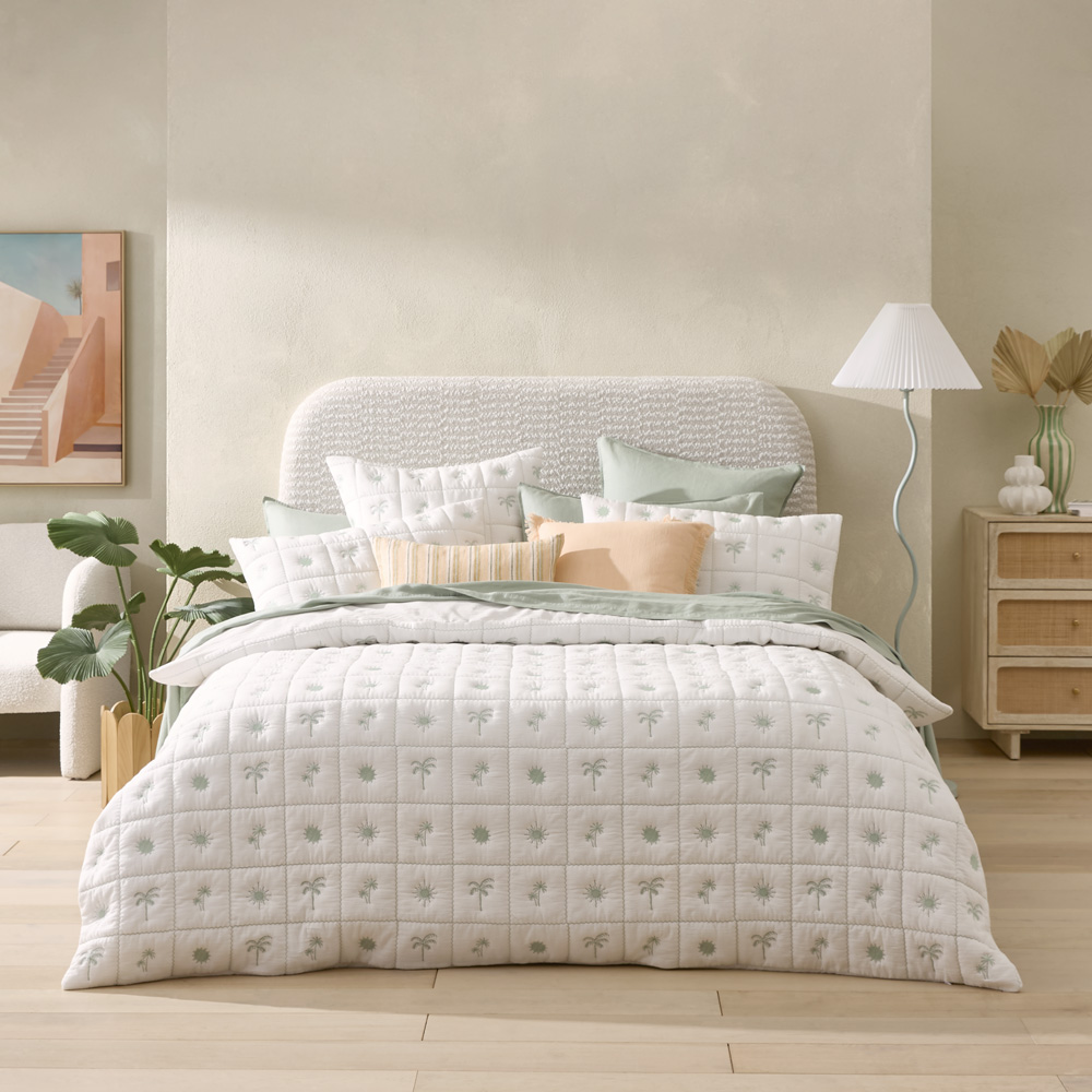 Luna Sage Quilted Quilt Cover Separates | Adairs