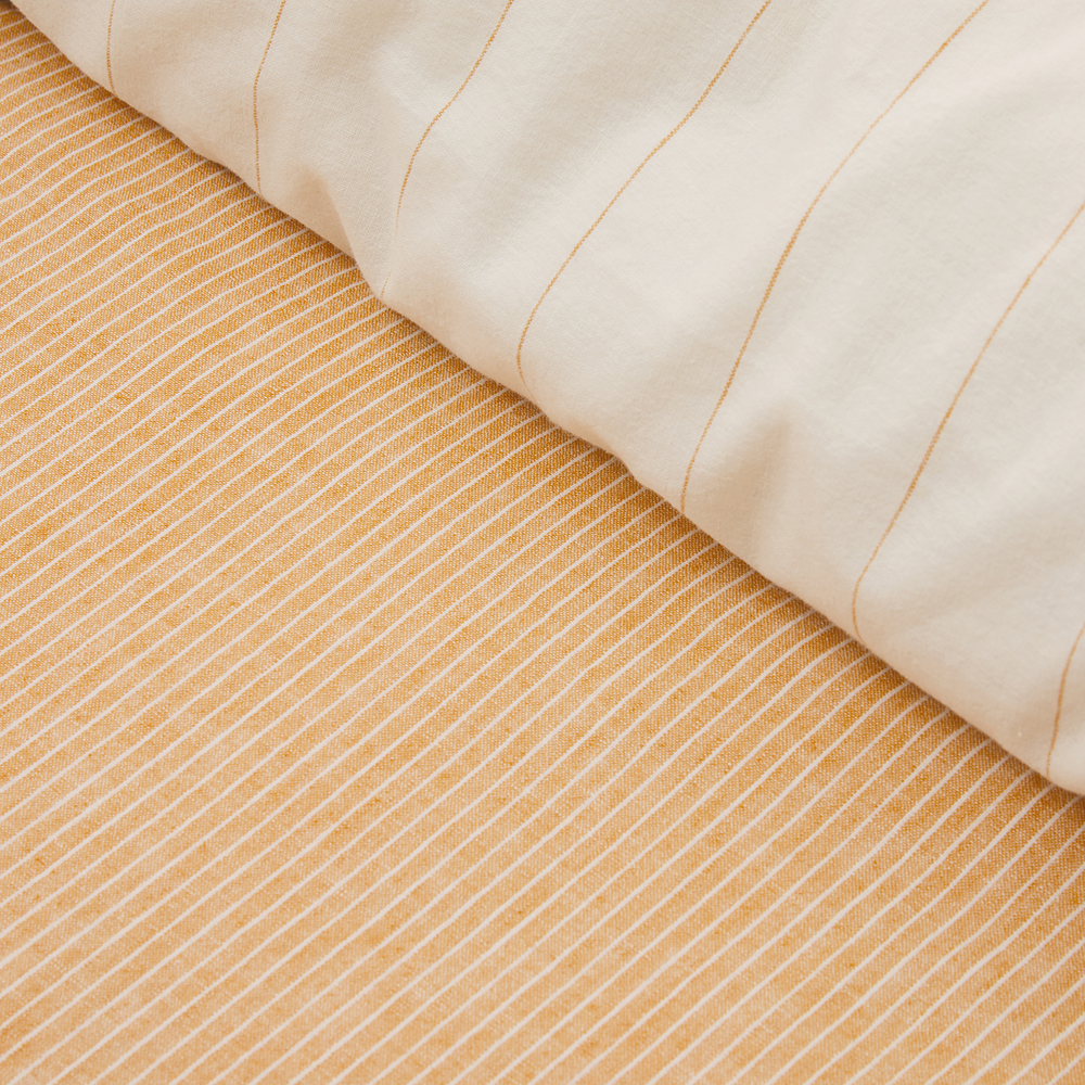 Vintage Washed Linen Cotton Mustard Stripe Quilt Cover Set + Separates ...