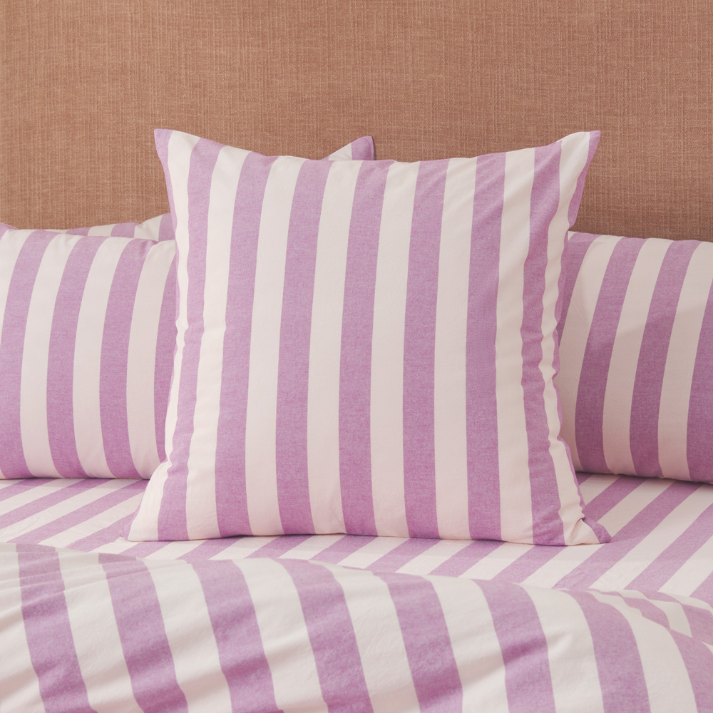 Stonewashed Cotton Berry Block Stripe Pillowcases | Adairs