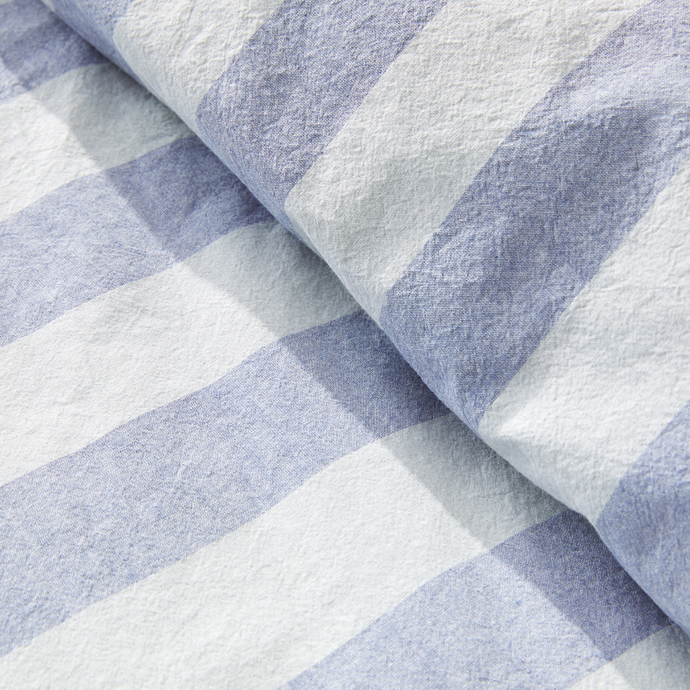 Stonewashed Cotton Blue Block Stripe Quilt Cover Separates | Adairs