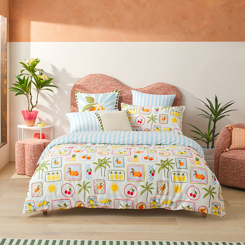 Positano Pale Blue Quilt Cover Set + Separates | Adairs