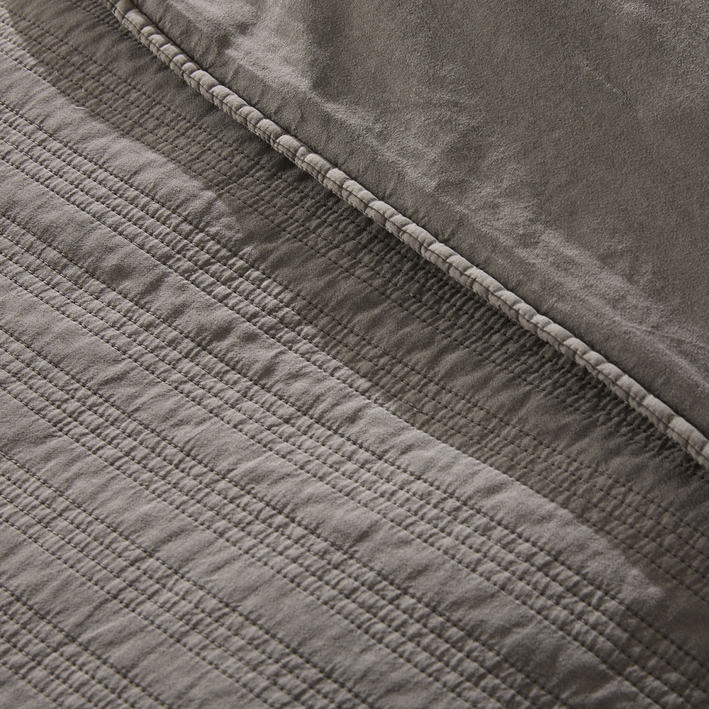 Ashton Coal Stonewashed Quilted Quilt Cover Separates | Adairs