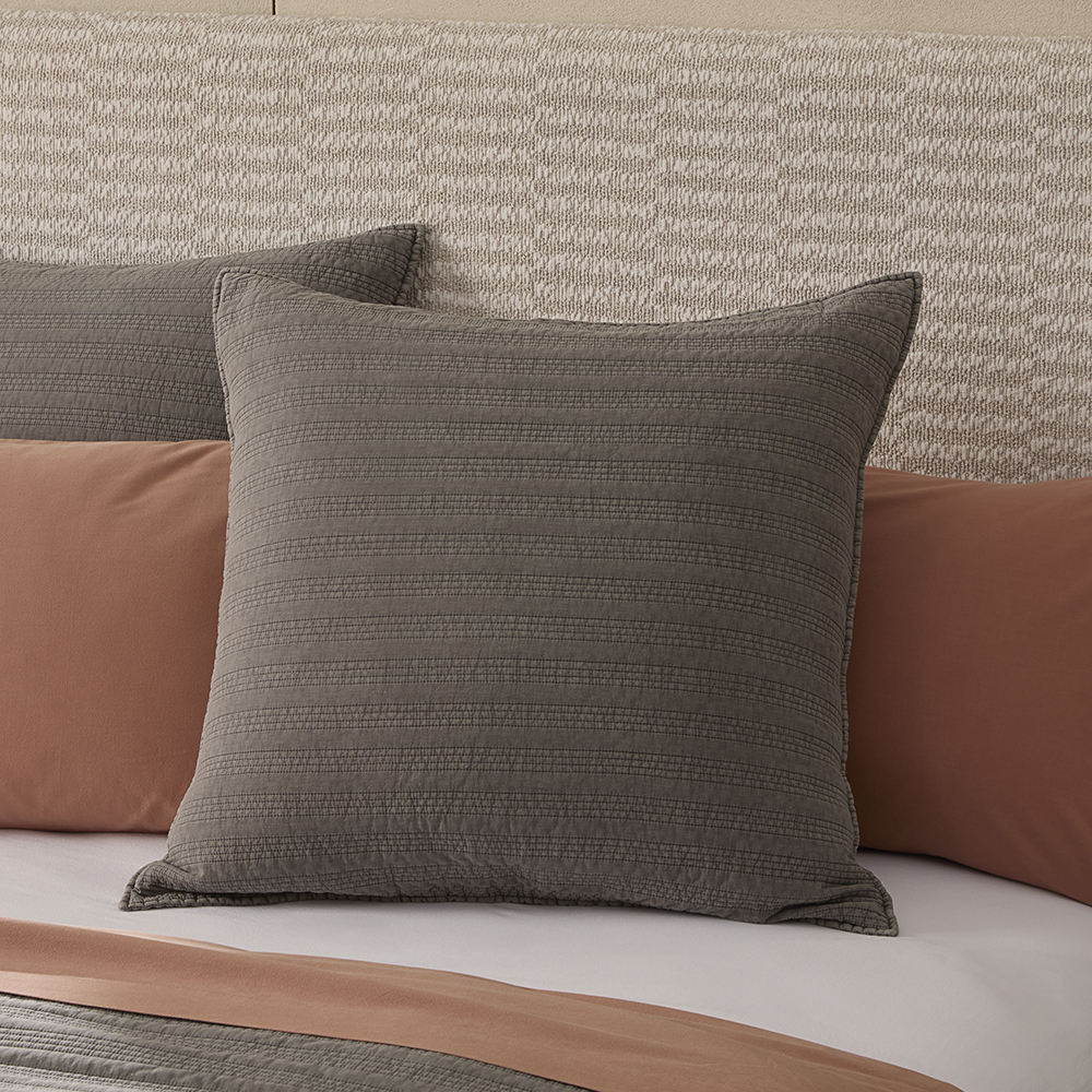 Ashton Coal Stonewashed Quilted Quilt Cover Separates | Adairs