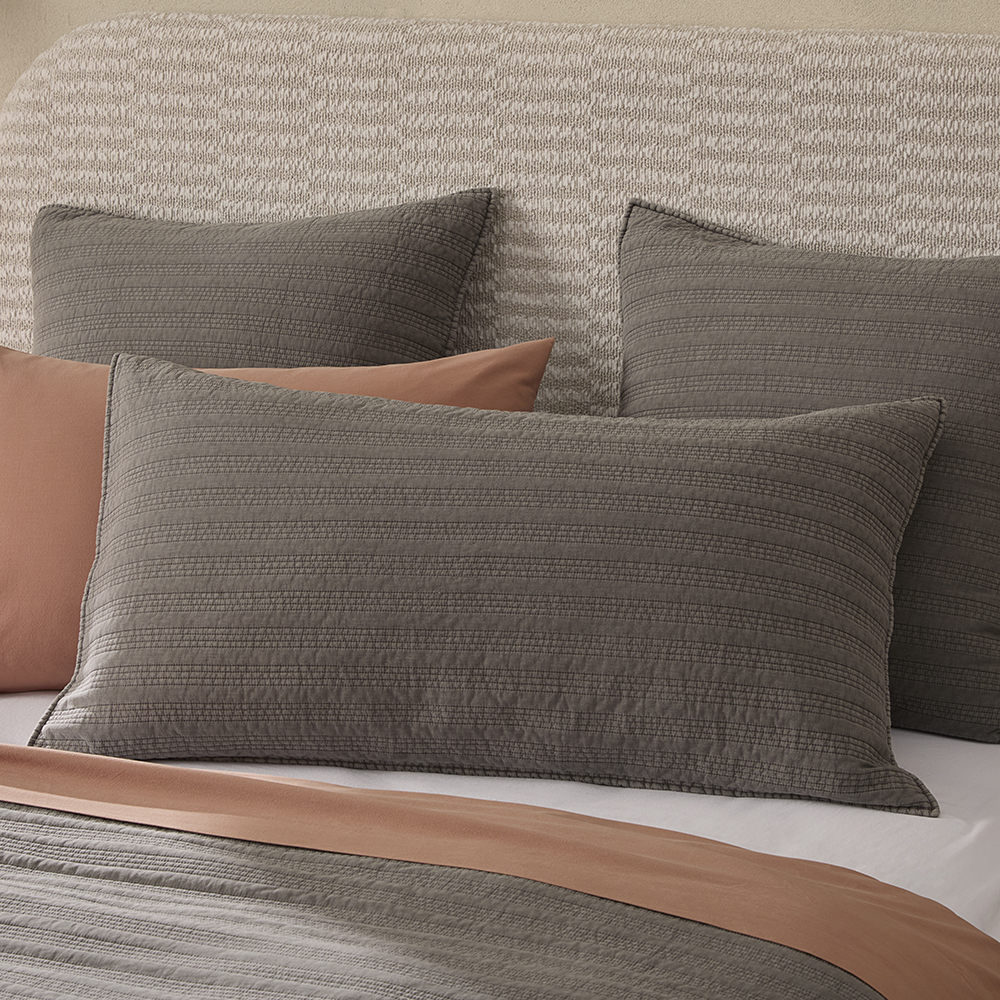Ashton Coal Stonewashed Quilted Quilt Cover Separates | Adairs