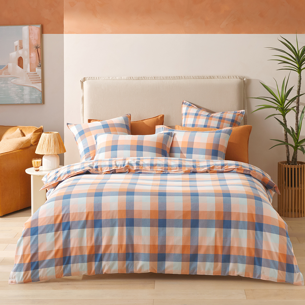 Yarn Dye Earth Check Quilt Cover Set + Separates | Adairs