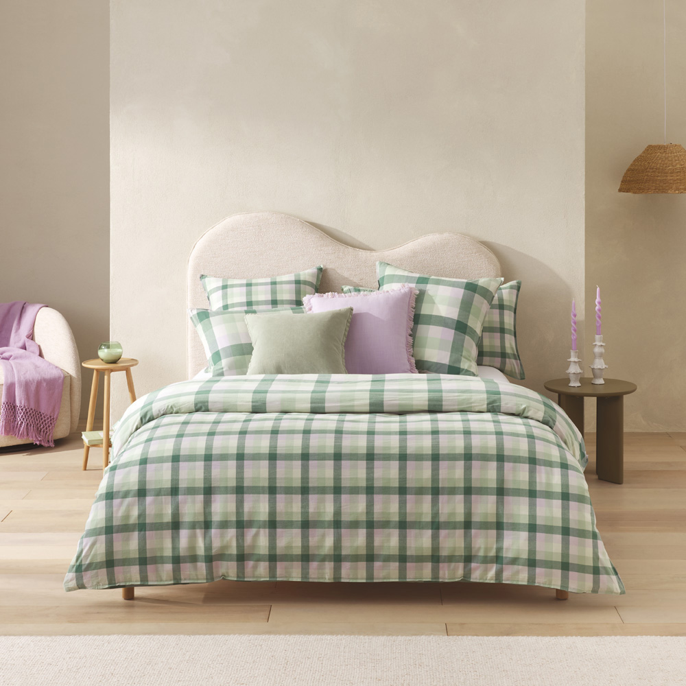 Yarn Dye Green Check Quilt Cover Set + Separates | Adairs