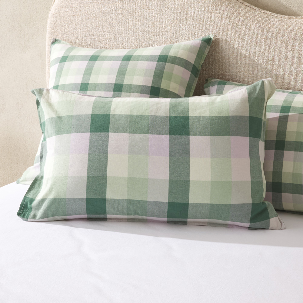 Yarn Dye Green Check Quilt Cover Set + Separates | Adairs