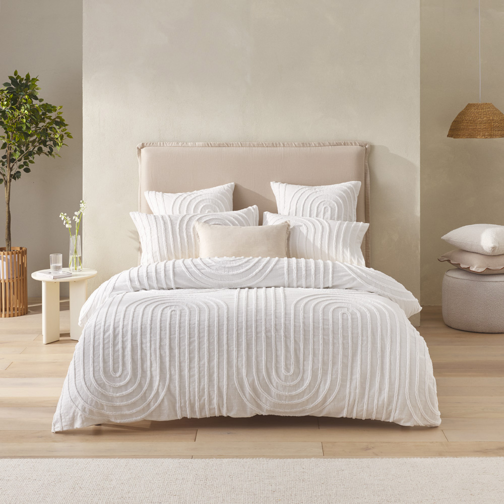 Kori White Tufted Quilt Cover Separates | Adairs