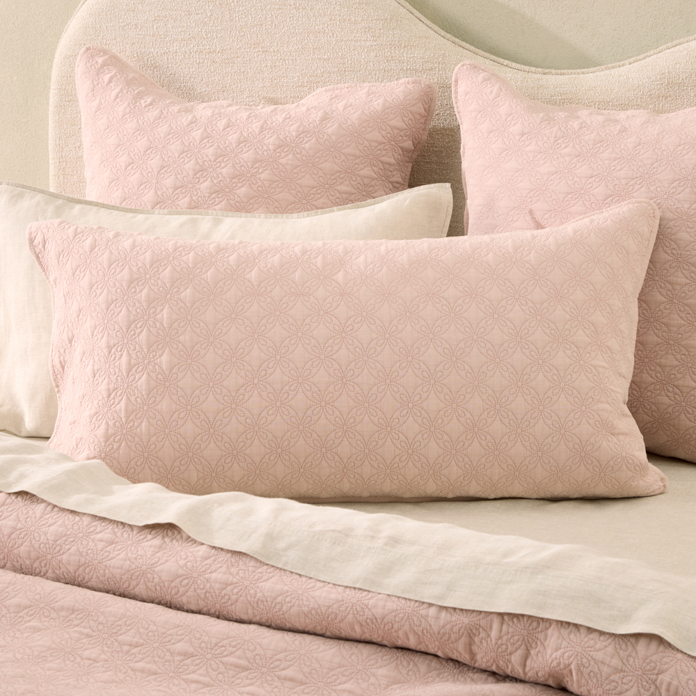 Lillian Dusty Rose Quilted Pillowcases | Adairs