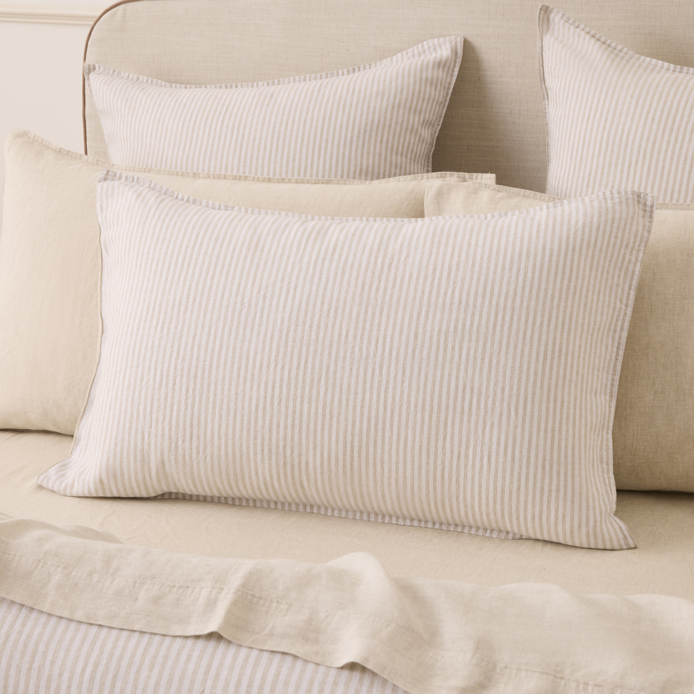Vintage Washed Linen Linen & White Stripe Pillowcases | Adairs