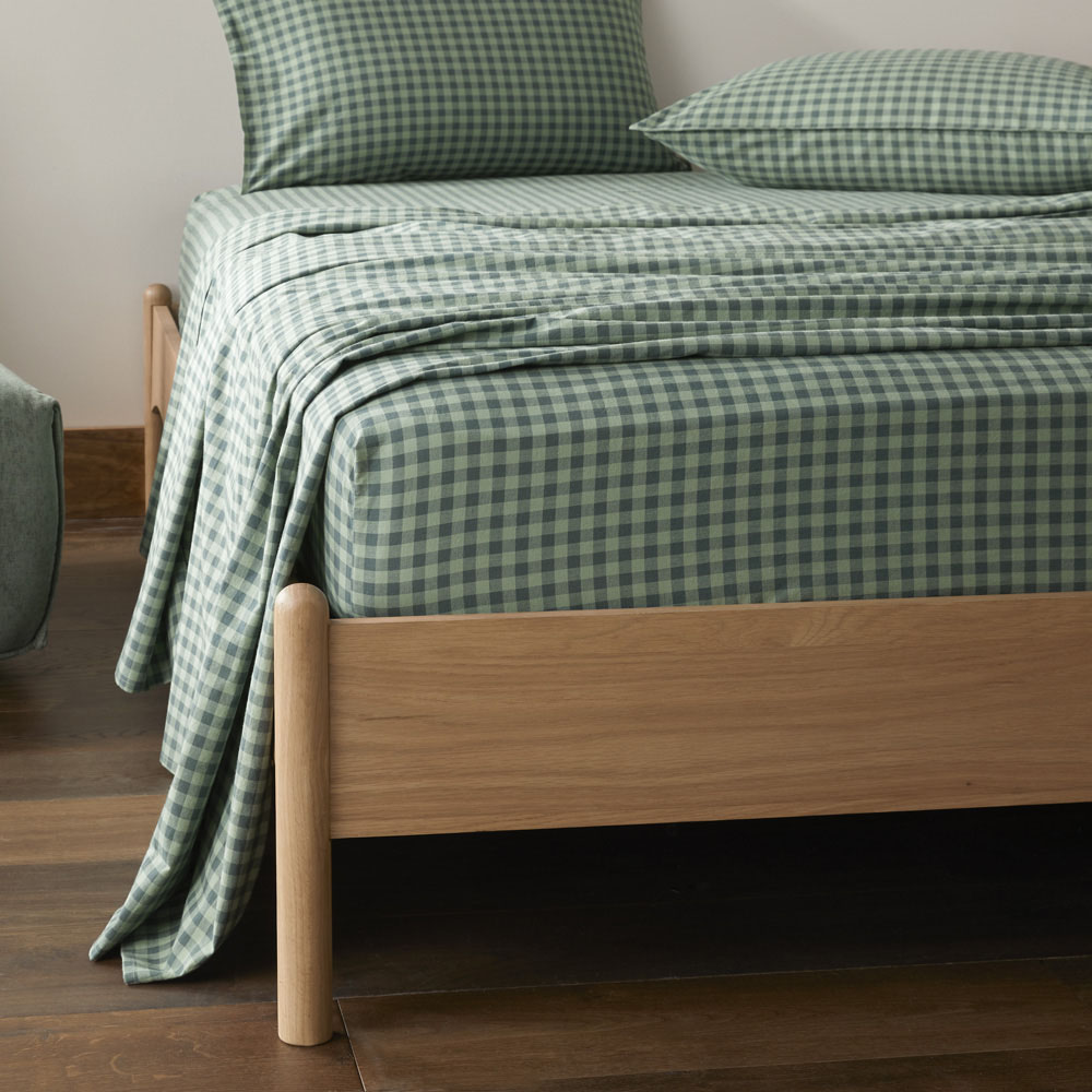 Stonewashed Cotton Gumleaf Gingham Sheet Set | Adairs