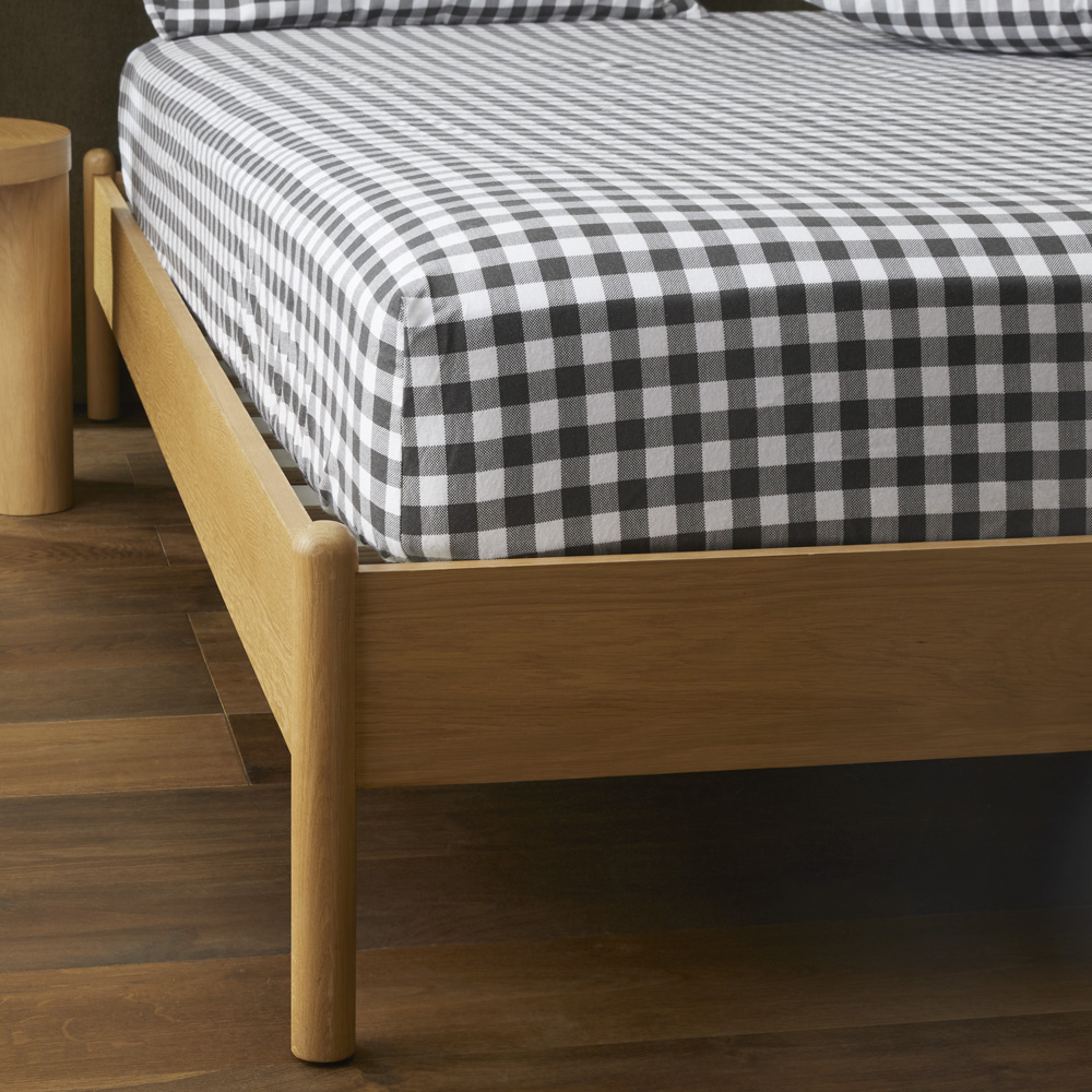Flannelette Printed Charcoal Check Sheet Set | Adairs