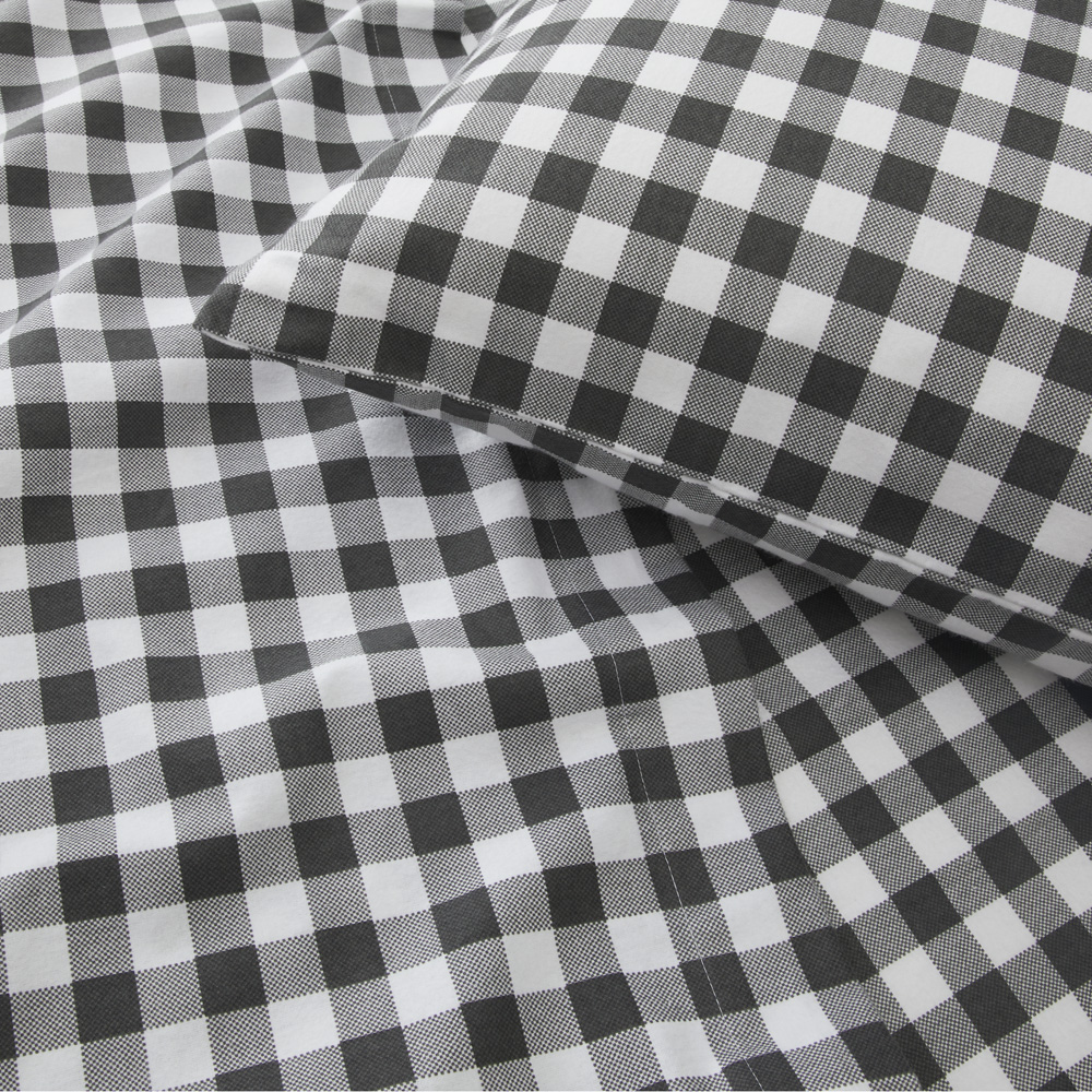 Flannelette Printed Charcoal Check Sheet Set | Adairs