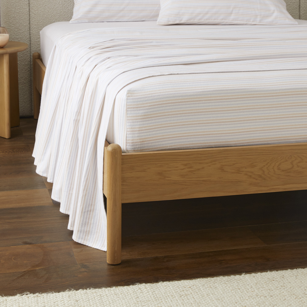 Flannelette Printed Natural Stripe Sheet Set | Adairs