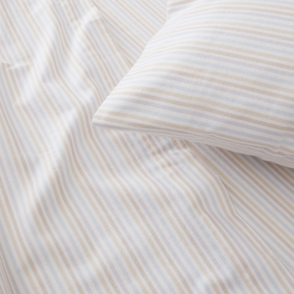 Flannelette Printed Natural Stripe Sheet Set | Adairs