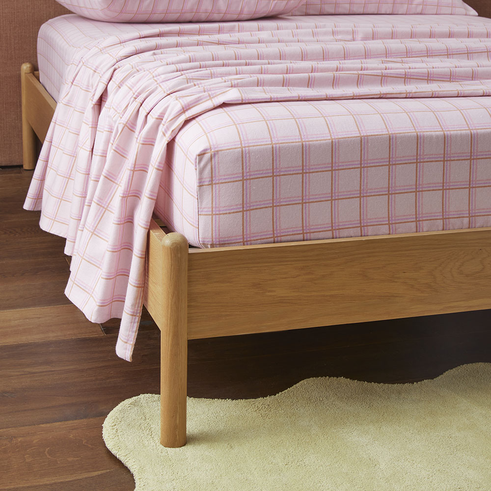 Flannelette Printed Melrose Check Spice Sheet Set | Adairs