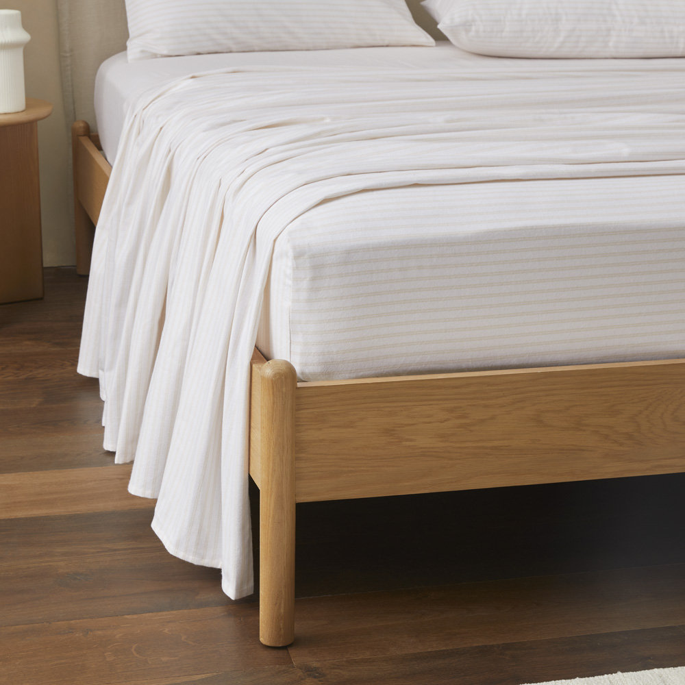 Flannelette Printed Sand Stripe Fitted Sheet Separates | Adairs