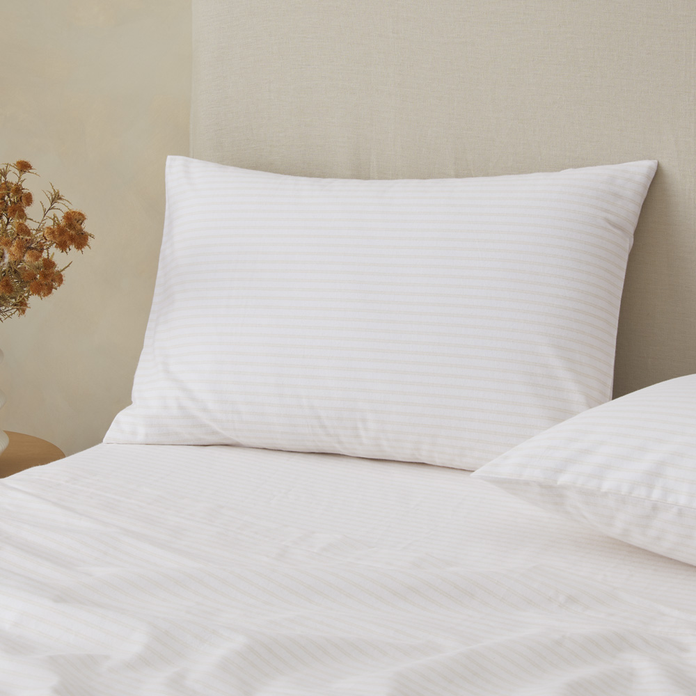 Flannelette Printed Sand Stripe Pillowcase | Adairs
