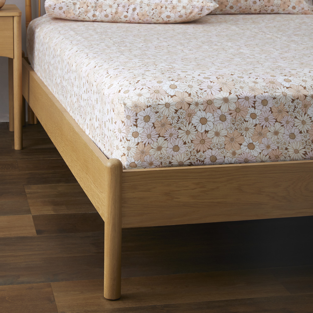 Flannelette Printed Daisy Fields Pink Fitted Sheet Separates | Adairs