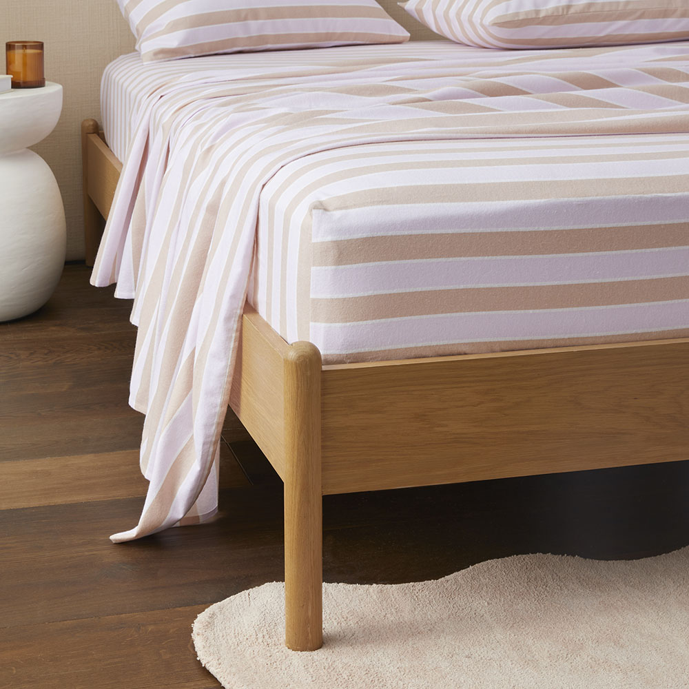 Flannelette Printed Pink Stripe Sheet Set | Adairs