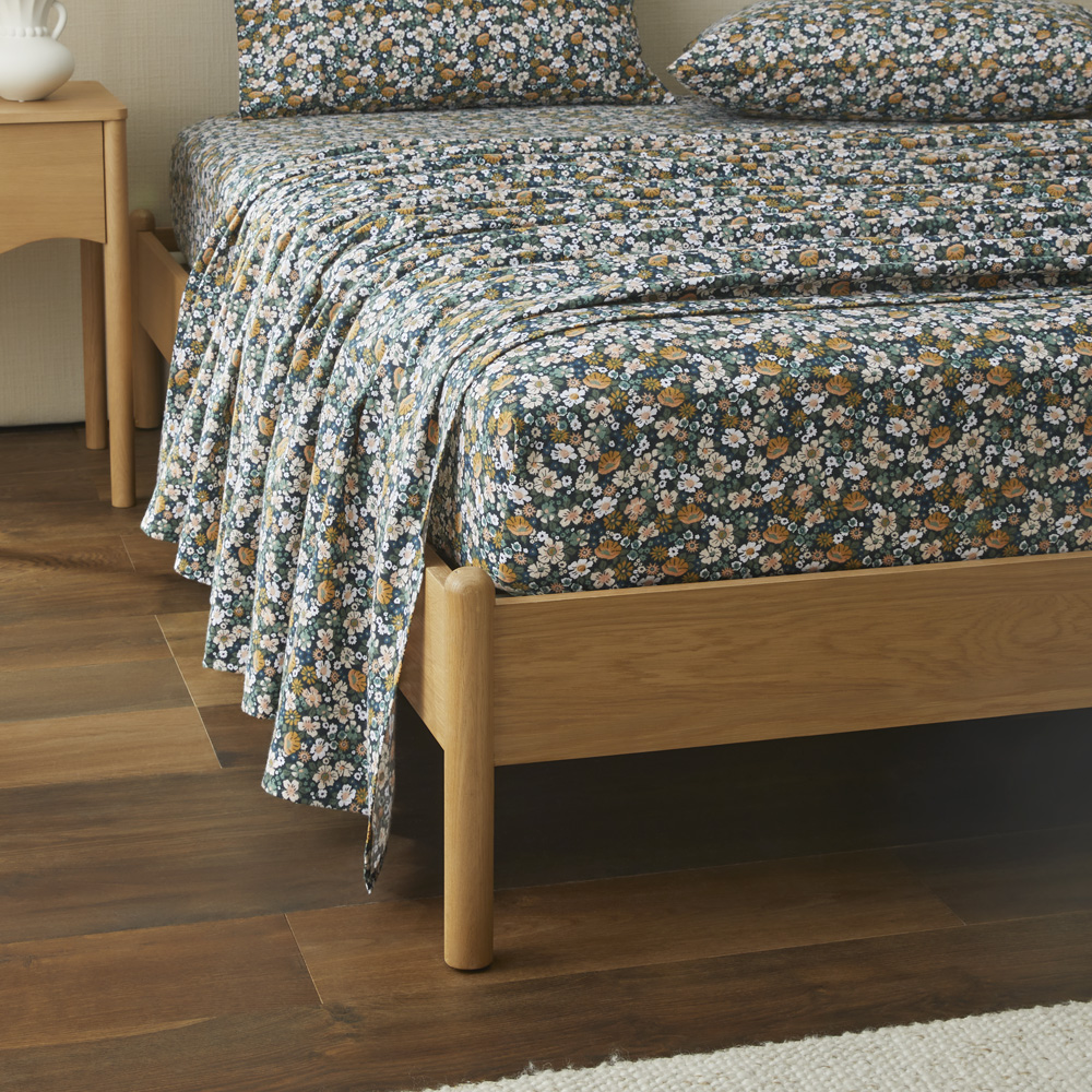 Flannelette Printed Libertine Floral Green Fitted Sheet Separates | Adairs
