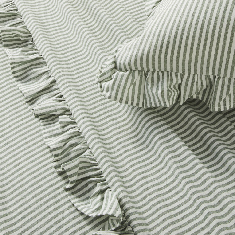 Ruffle Gumleaf Stripe Sheet Set | Adairs