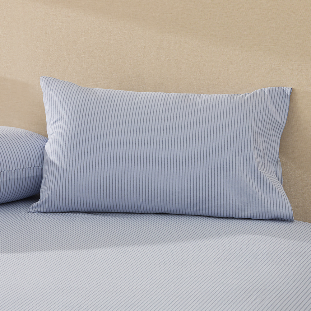 Stonewashed Cotton Printed Thin Chambray Stripe Sheet Separates | Adairs