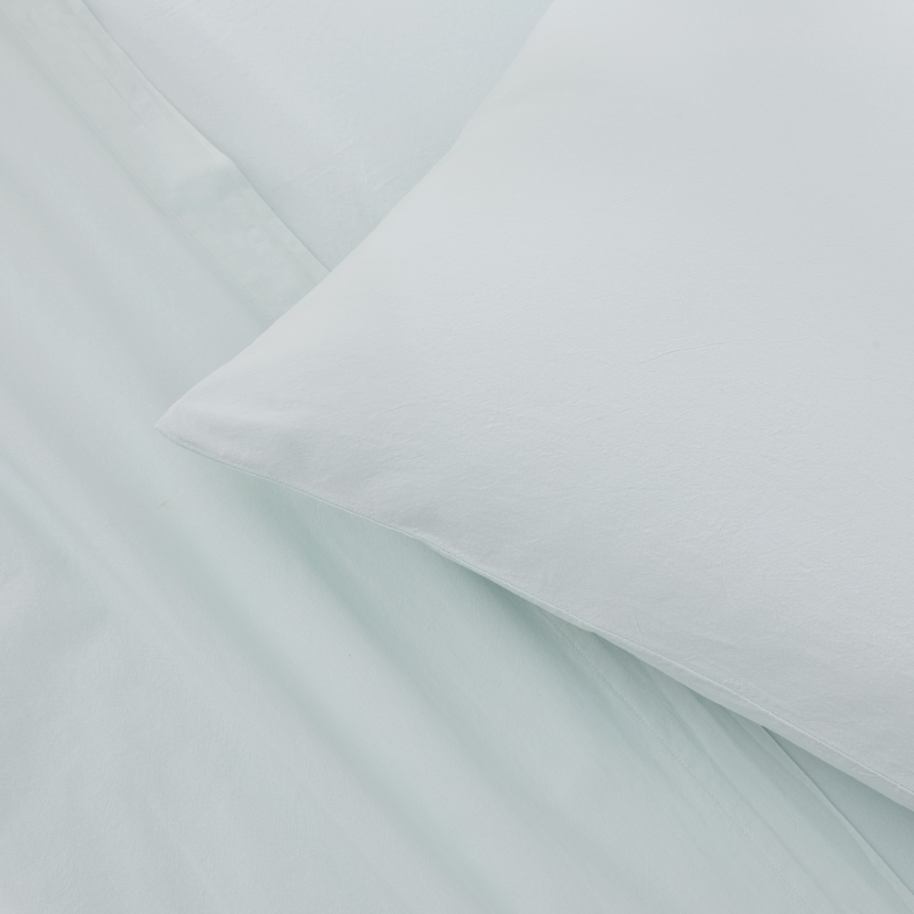 Stonewashed Cotton Chalk Blue Sheet Set | Adairs